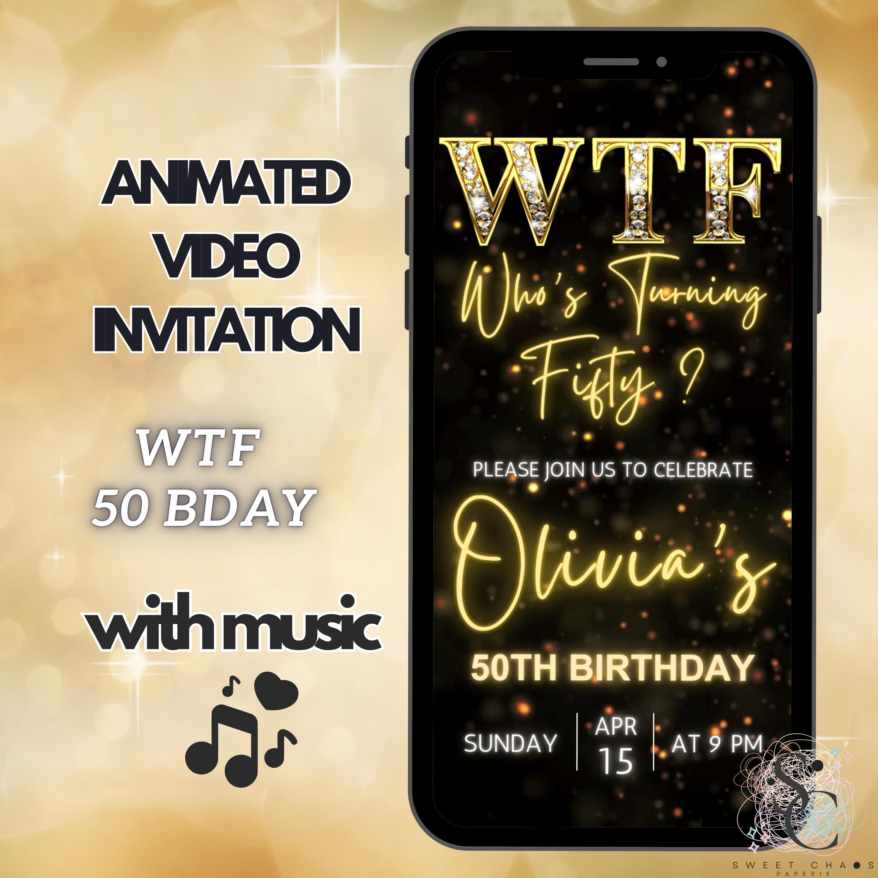 Who's Turning Fifty 50th WTF Birthday Invitation Editable Digital Party ...