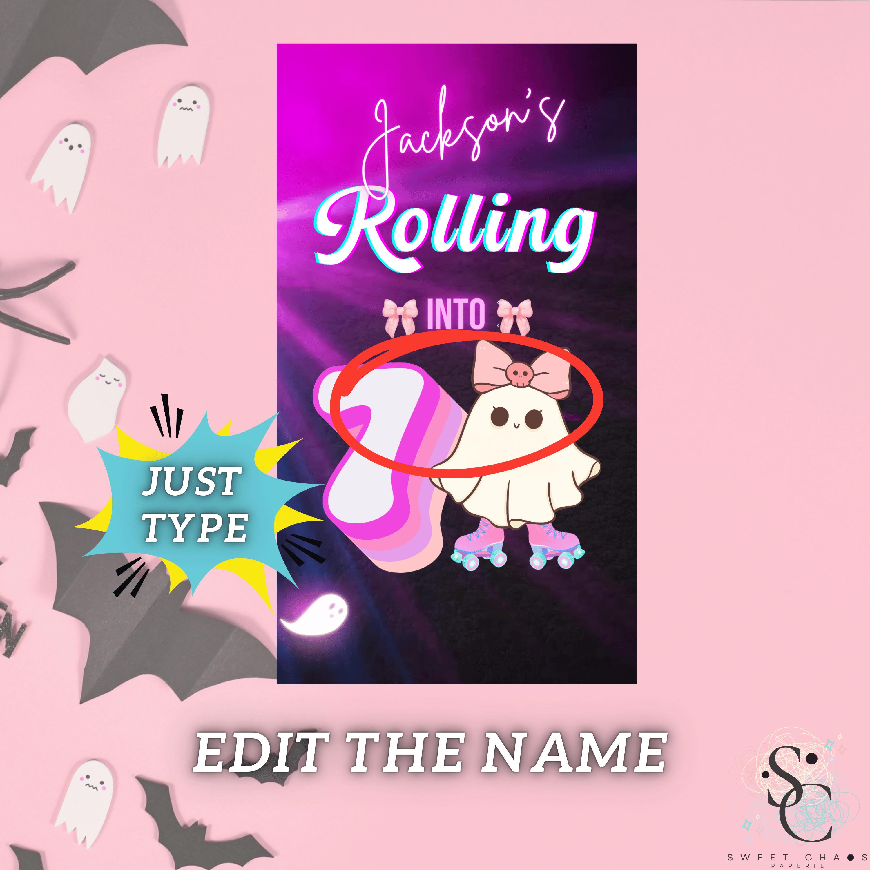 Editable Roller Skating Invitation Halloween Party 7 Birthday ...