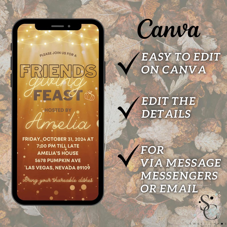 Digital Friendsgiving Invitation, Friendsgiving Dinner Evite ...