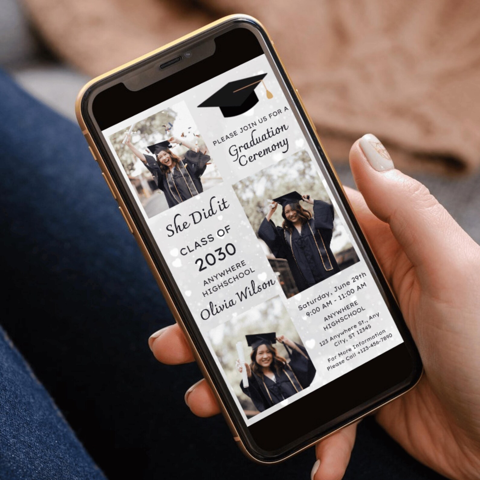 Editable White Graduation Invitation Template With Photo, Graduation ...