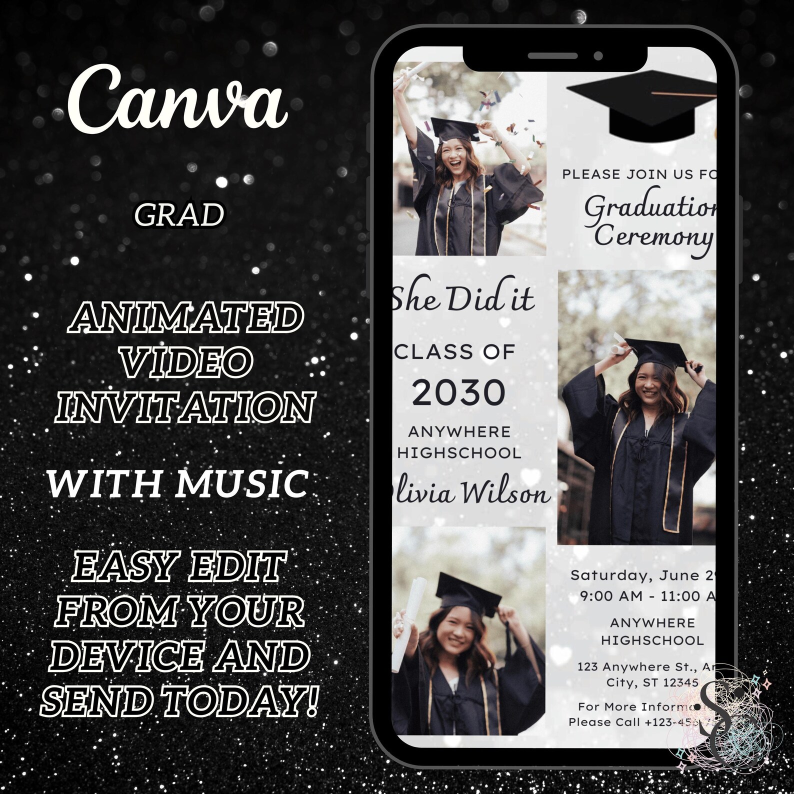 Editable White Graduation Invitation Template With Photo, Graduation ...