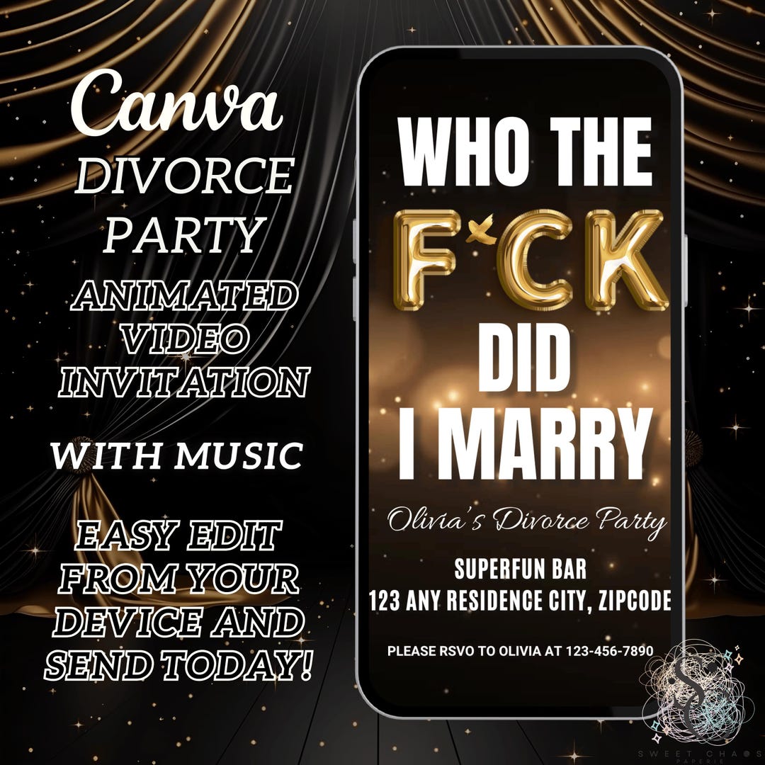 Funny GOLD Divorce Party Invitation, Editable Break up Party Invite ...