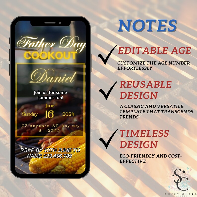 Father's Day Cookout Invitation. Digital Fathers Backyard Dads Summer ...