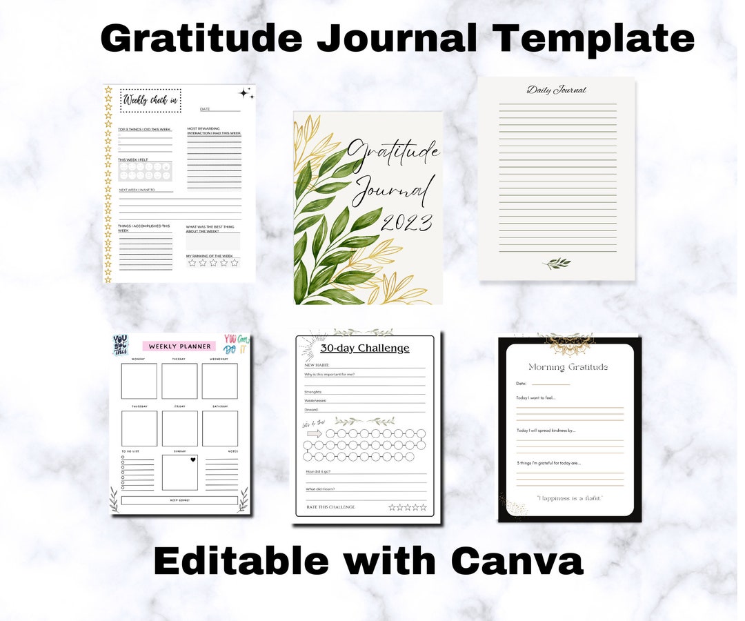 Digital Green Leafy Gratitude Journal - Etsy