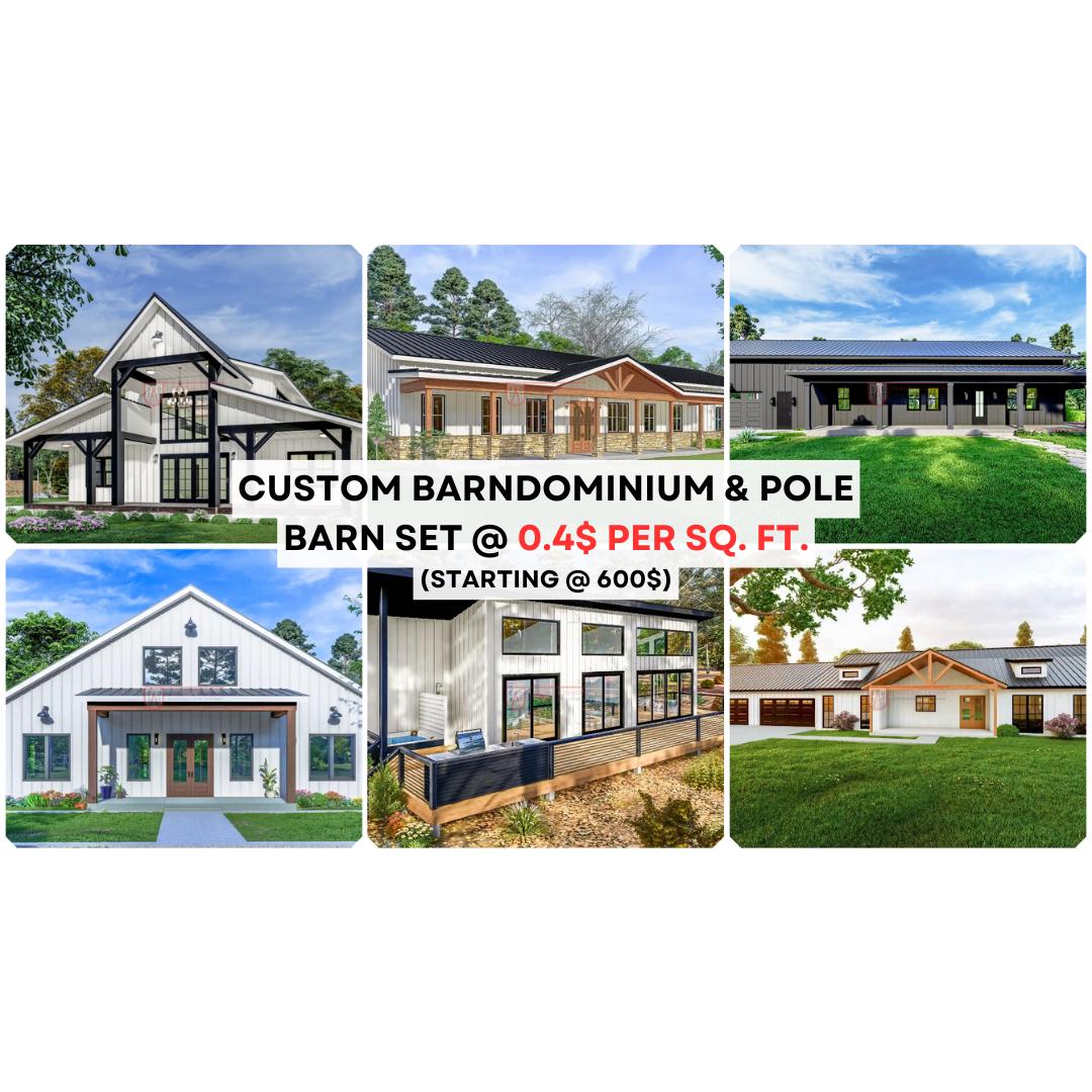 Custom Barndominium Floor Plan Set, Pole Barn, Farmhouse | Drawing ...