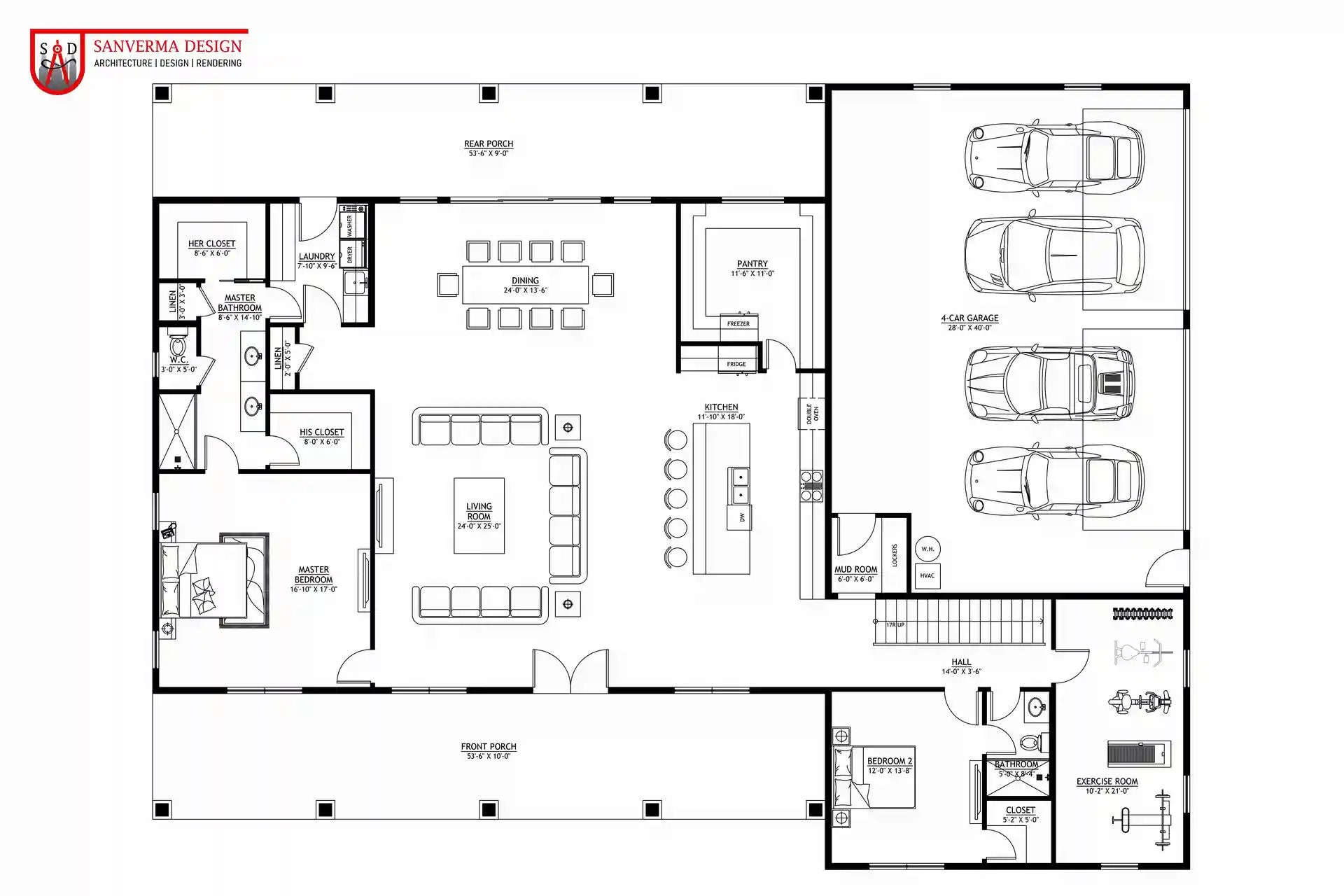 5 Bedroom Barndominium Floor Plan - Drawing Blueprints 212SVD - Etsy