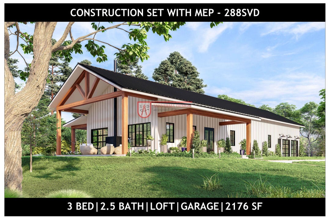 Barndominium Floor Plan With Loft – 3 Bed | 2.5 Bath | Garage | 2176 SF ...