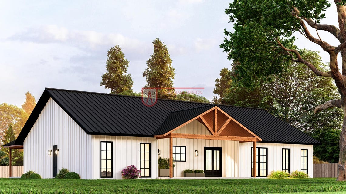 4 Bedroom Barndominium Floor Plan 2 Bath Drawings Blueprints 208.2SVD ...