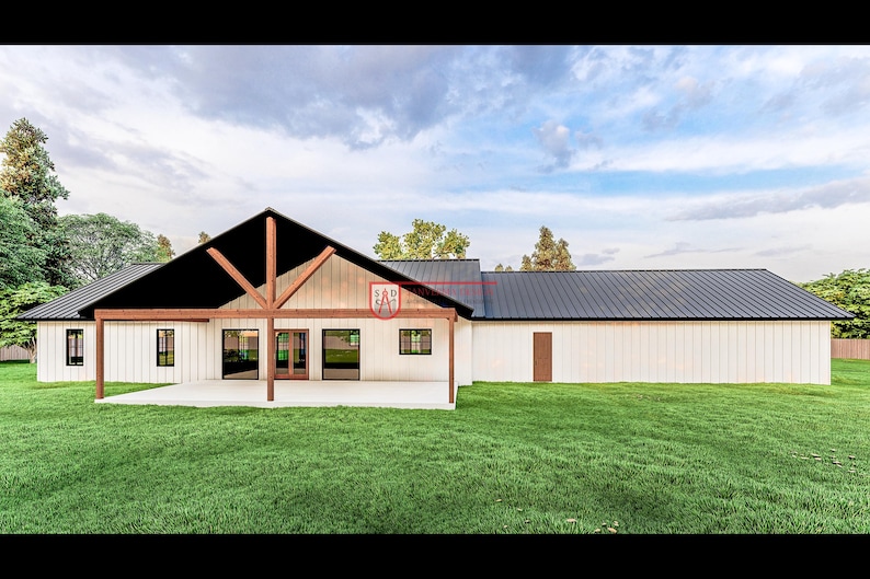 4 Bedroom Barndominium Floor Plan | 2 Bath | Garage - Drawings ...