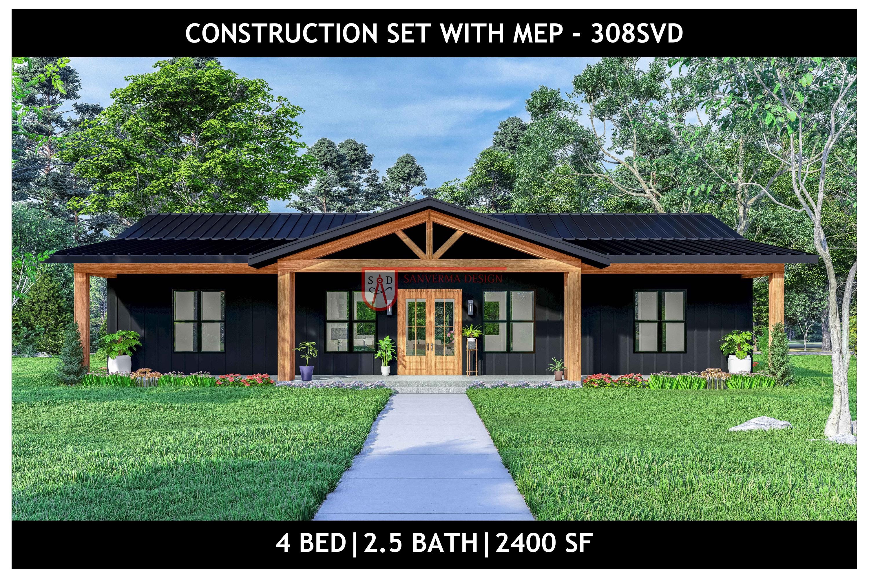 40X60 Barndominium Floor Plan - 4 Bed | 2.5 Bath - 2400 SF Drawing ...