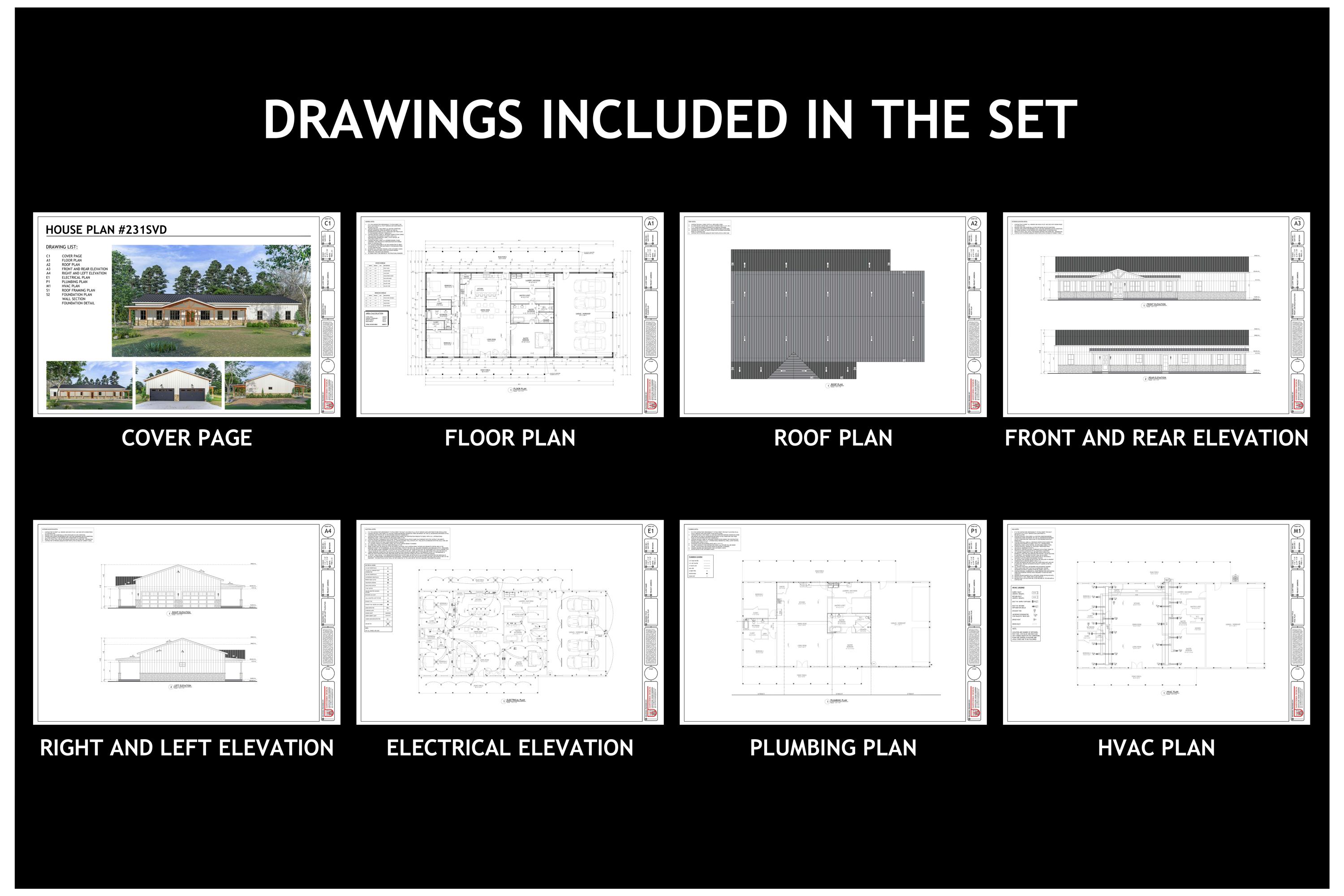 3 Bedroom Barndominium Floor Plan With 4-car Garage | 2400 Sq Ft | Plan ...