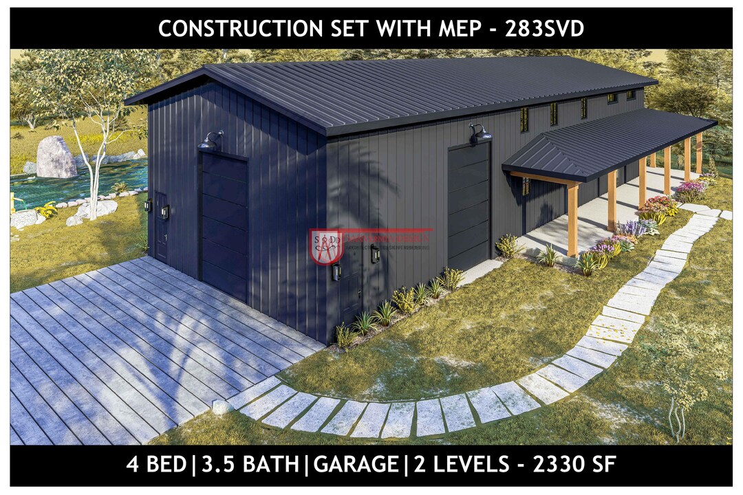 Plano de planta de Barndominium de 30 x 80 con loft y porche envolvente ...