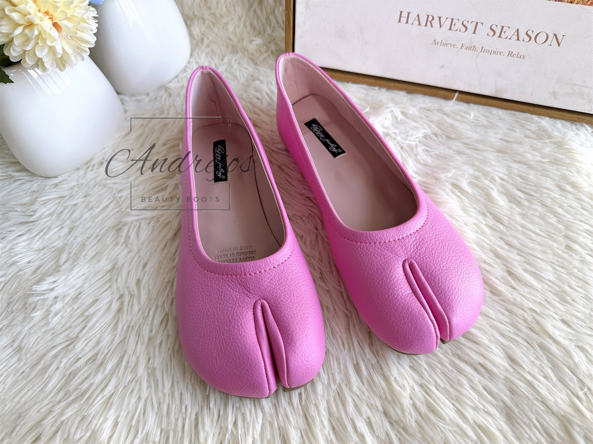 Pink Tabi Split-toe Mary Janes, Split-toe Flats, Women Tabi Ballet ...