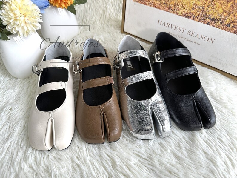 Double Straps Split-toe Mary Janes, Tabi Split-toe Shoes, Women Tabi ...