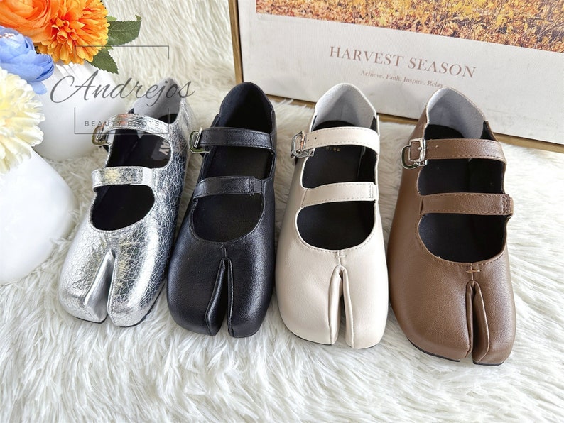 Double Straps Split-toe Mary Janes, Tabi Split-toe Shoes, Women Tabi ...