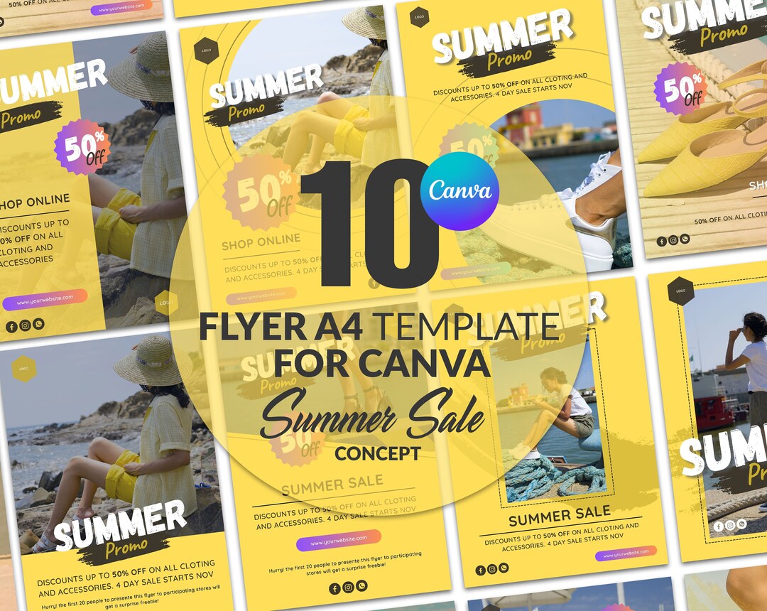 Canva Flyer Template a Summer Promo Concept - Etsy