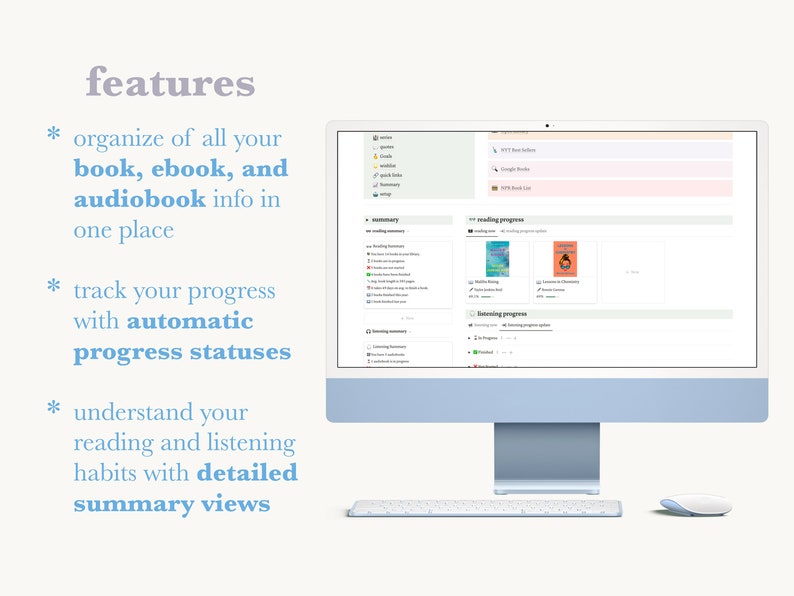 Notion Reading Tracker Book/ebook/audiobook Library All in One Reading ...