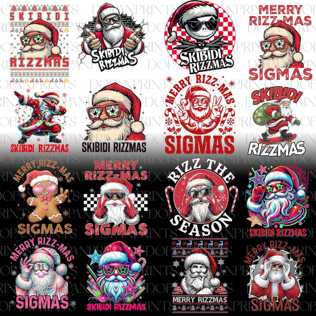 Rizz the Season Png, Skibidi Rizzmas Christmas Png, Santa Bruh ...