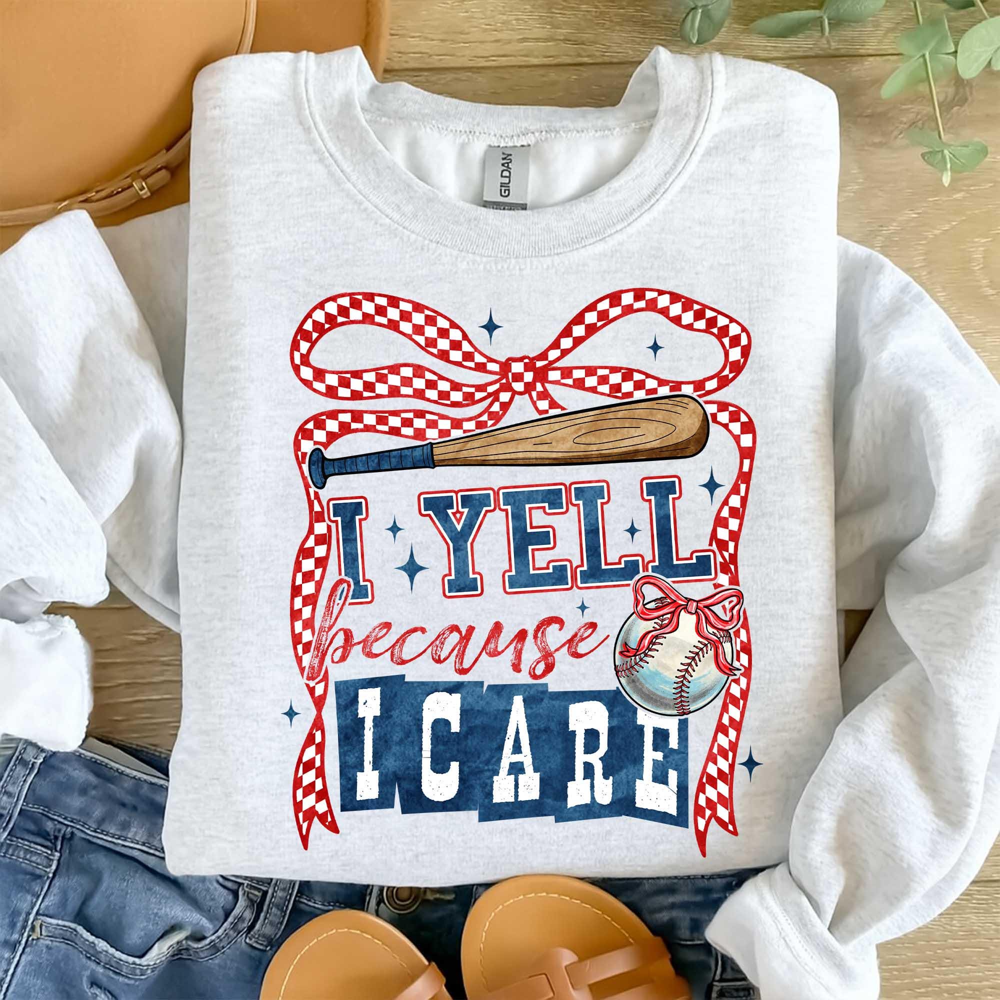 I Yell Because I Care PNG, Coquette Baseball Png, Funny Sports Mom PNG ...