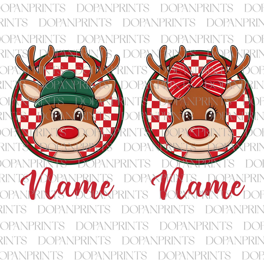 Bundle Custom Reindeer Christmas With Kid Names Png, 2 Separate Designs ...