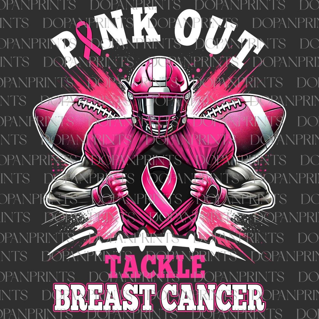 Breast Cancer Football Pink Out Png, Tackle Breast Cancer Png, Pink ...
