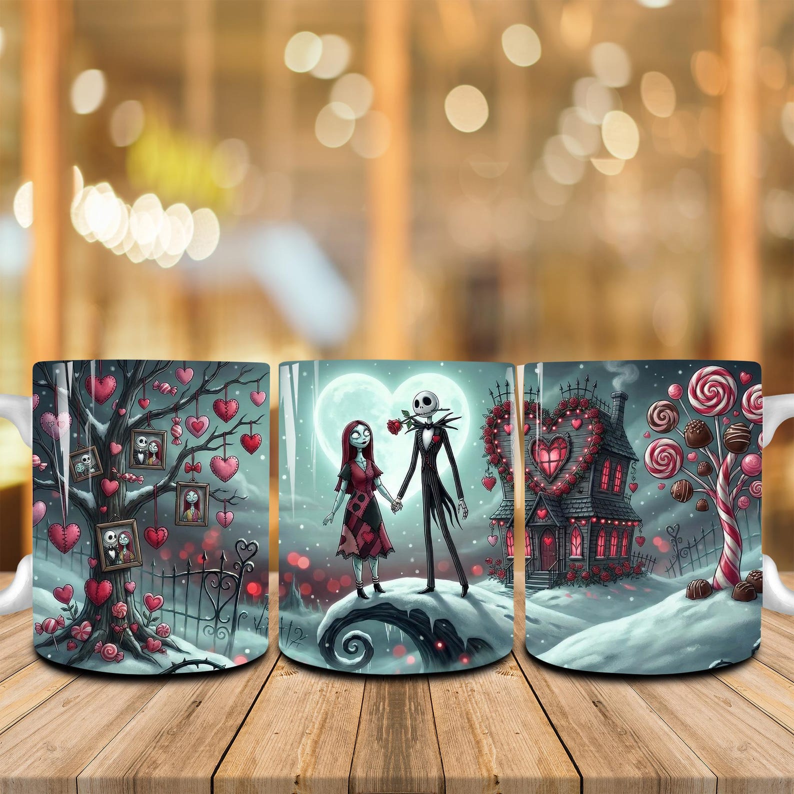 Valentine Nightmare 11oz Mug Wrap PNG, Couple Valentines 11oz Mug ...