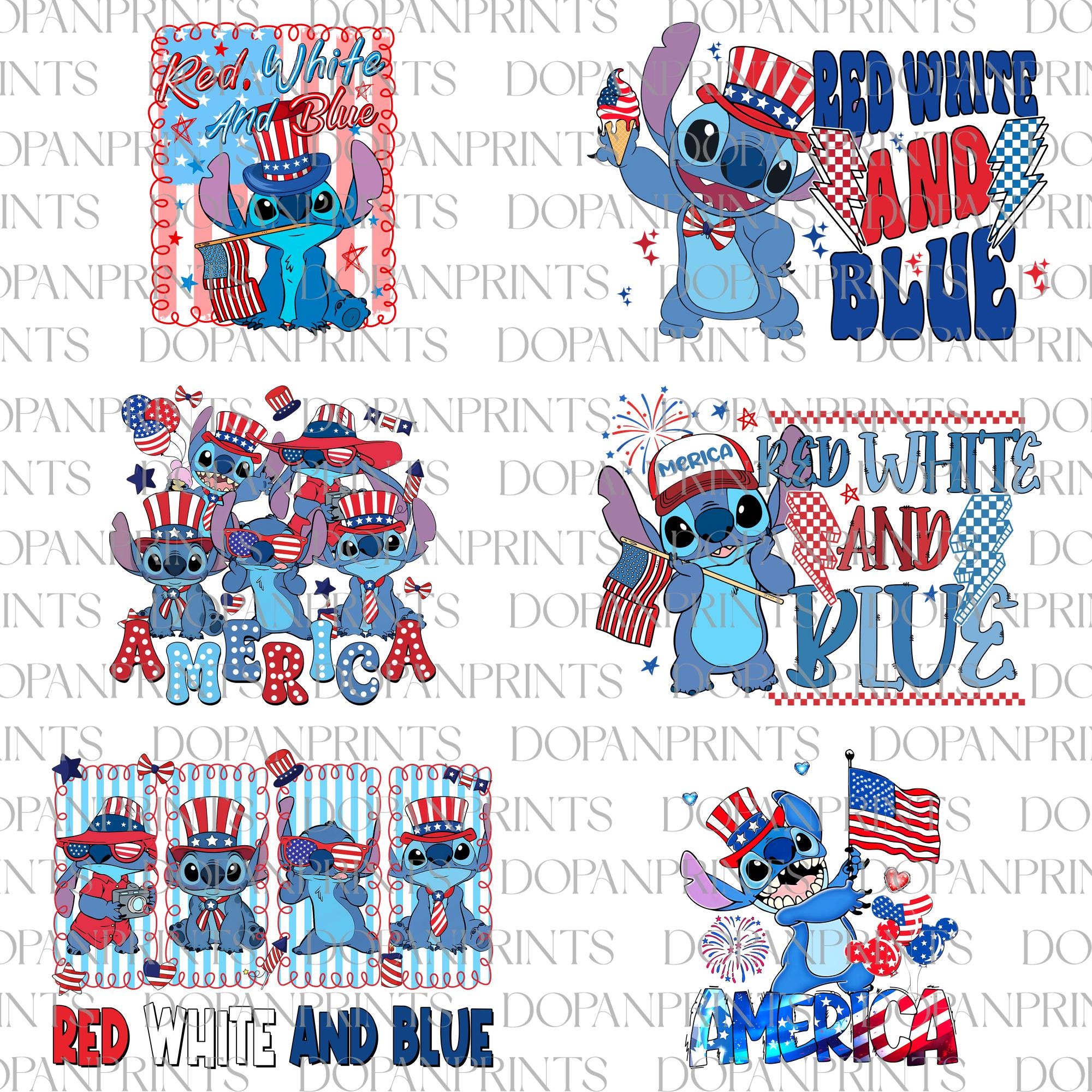 Blue Monster 4th of July PNG Bundle, Cartoon Coquette 4th of July Png ...