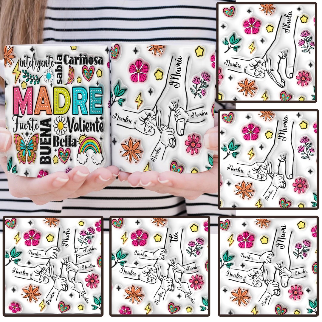 Personalized Holding Mama's Hand 3D Inflated Effect Mug, Spanish Mother ...