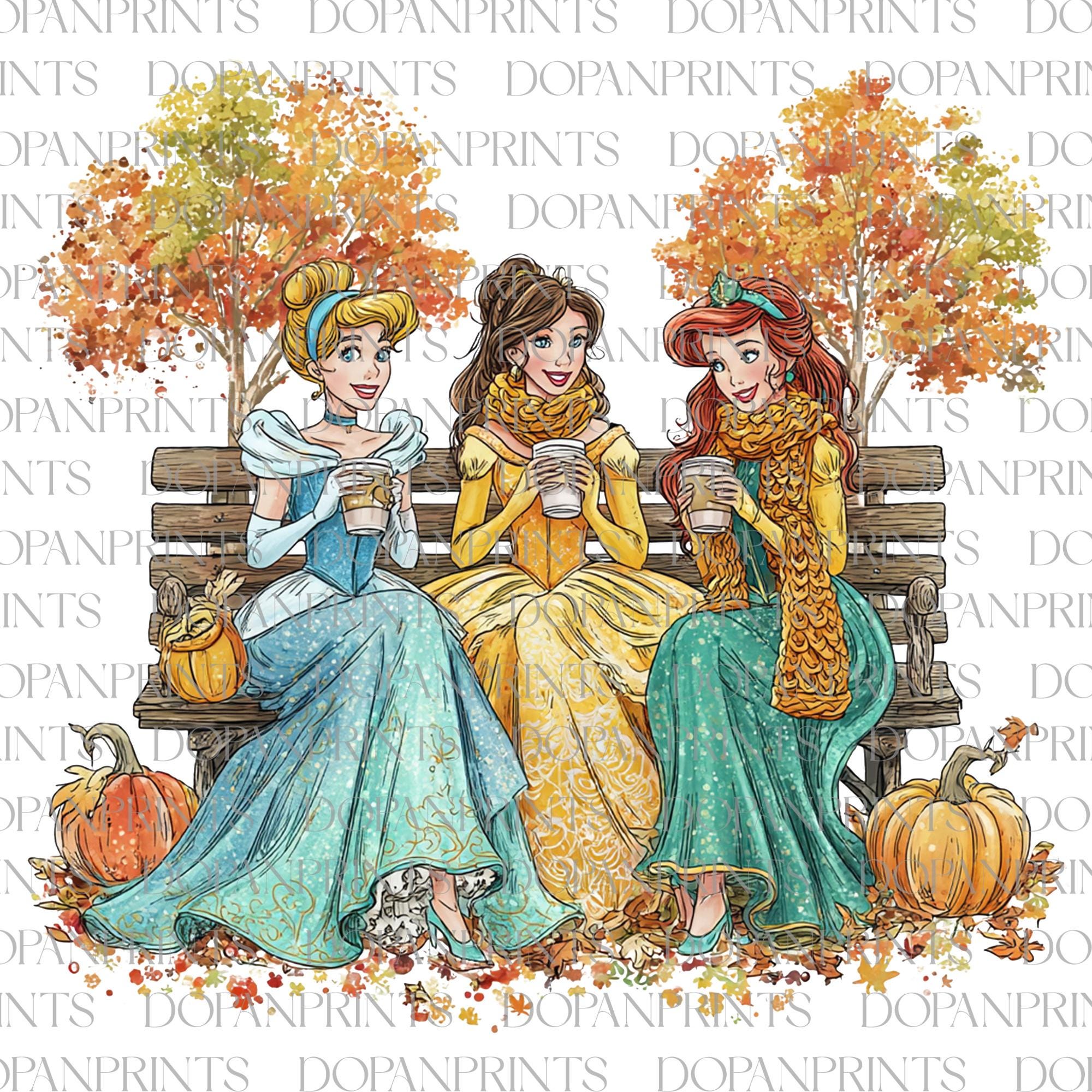 Watercolor Cartoon Princess Fall Png, Princess Autumn Png, Cozy Season ...