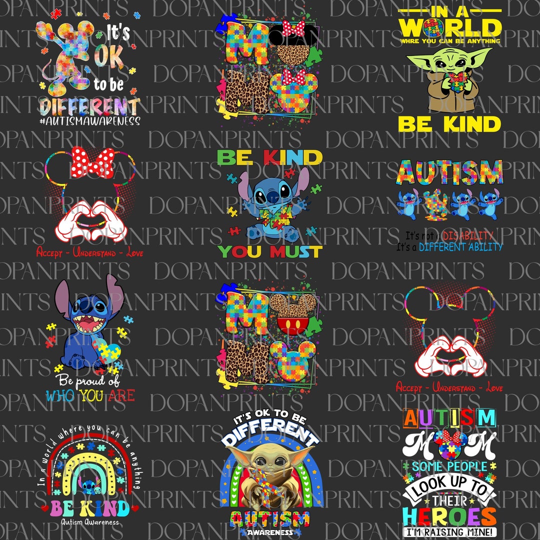 Bundle 12 Cartoon Autism Png, Character Autism Awareness Png, Autism ...