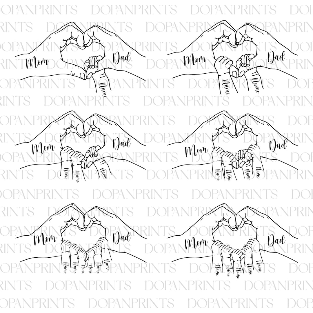 Bundle Family Hands Heart Svg, Parent and Child Holding Hands Svg ...