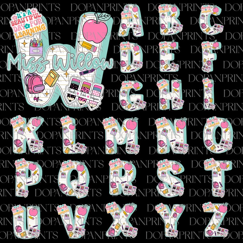 School Doodle Font - Etsy