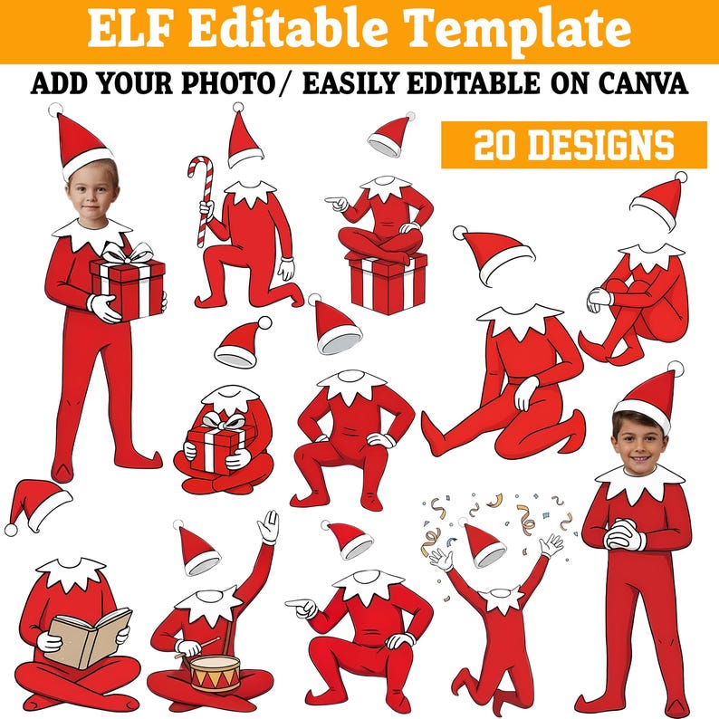20+ Christmas Elf Photo Frames Png Bundle, Elf Templates Png, Add Your ...