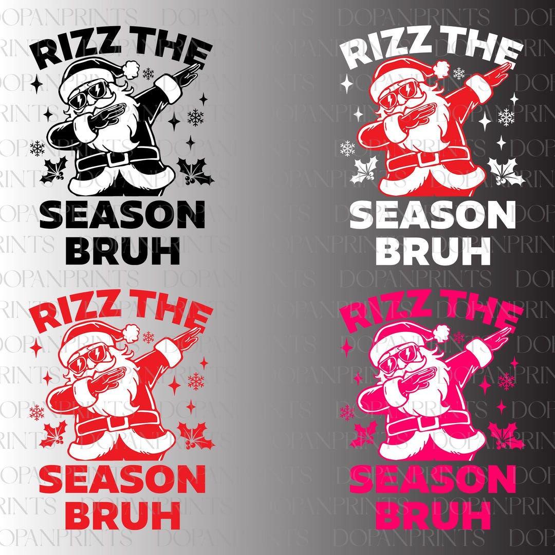 Rizz the Season Bruh Svg Png Bundle, Trendy Santa Dabbing Svg, Santa ...