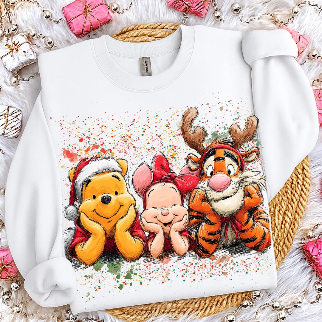 Retro Christmas Cartoon PNG, Preppy Bear & Friends Xmas Png, Trendy ...