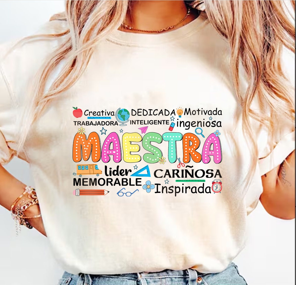 Retro Maestra Word Png, Teacher Life Png, Teach Love Inspire, Spanish ...