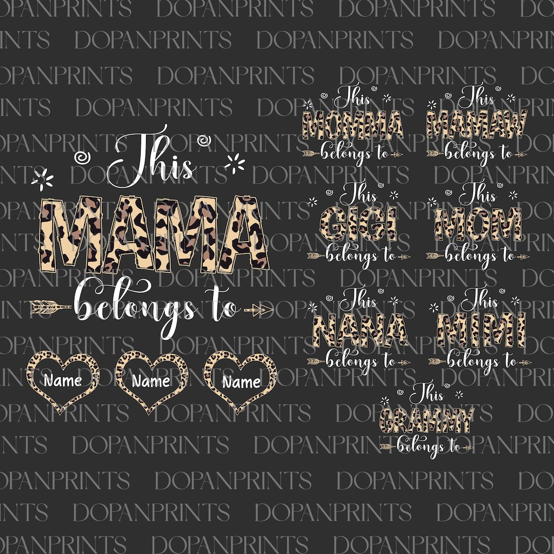 Bundle Custom This Mama Belong to Png, Leopard Mama Heart Png, Mother's ...