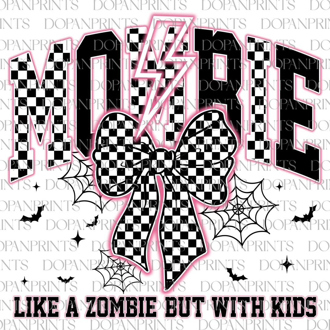 Mombie Like A Zombie but With Kids Png, Checkered Spooky Mama Png ...