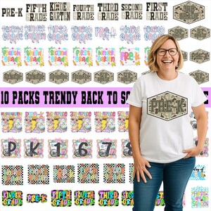 First/ Second/ Third Grade Bundle Png, Preppy Back to School Png ...