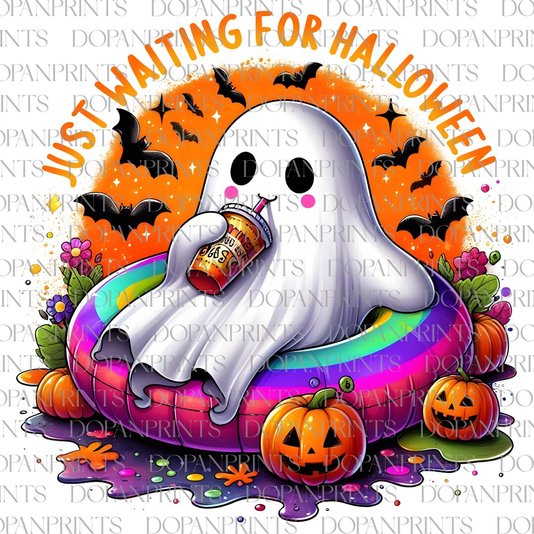 Just Waiting for Halloween Png, Ghost Halloween DTF Shirt Design ...