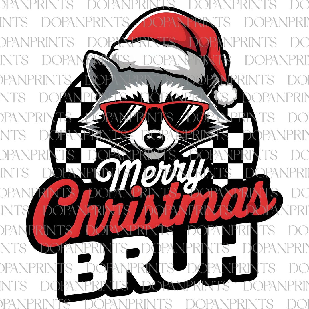 Merry Christmas Bruh Png, Funny Raccoon With Santa Claus Hat Png, Santa ...