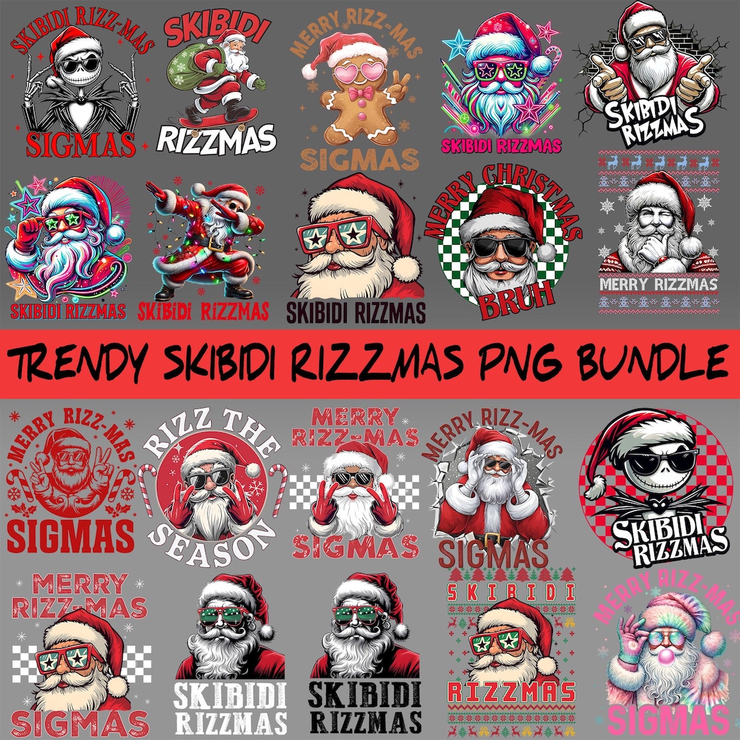 Bundle Rizz the Season Png, Skibidi Rizzmas Christmas Png, Trend Santa ...