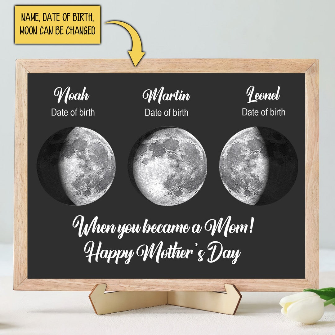 Custom Family Moon Phase Wall Art Png, Custom Lunar by Date Gift ...
