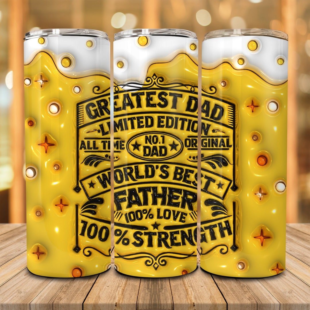 3D Father Inflated 20oz Skinny Tumbler Wrap,3d Puffy No1 Dad Tumbler ...