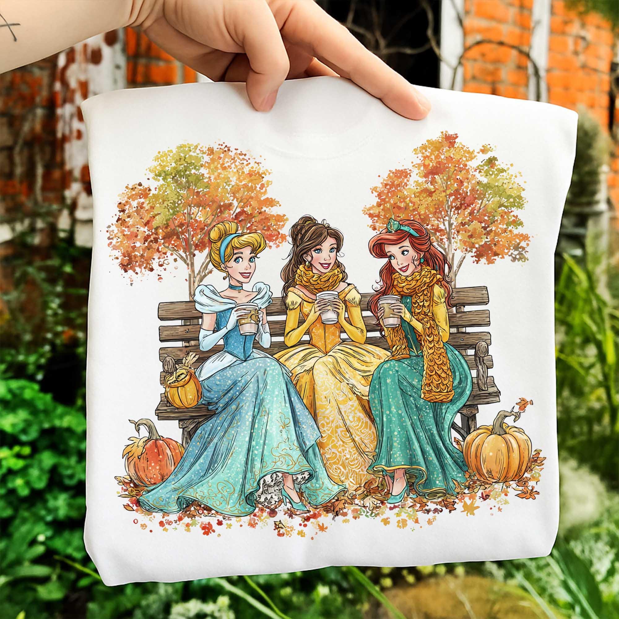 Watercolor Cartoon Princess Fall Png, Princess Autumn Png, Cozy Season ...