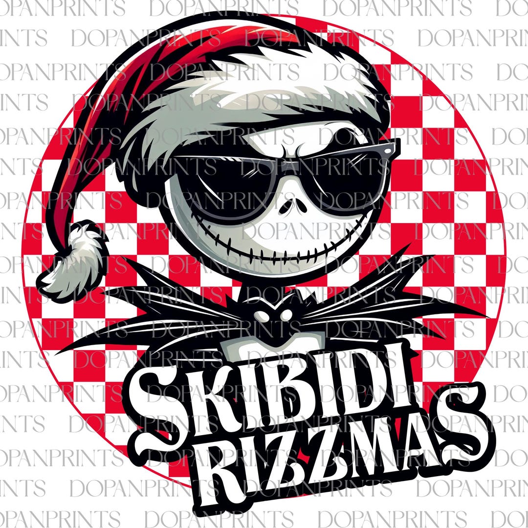 Skibidi Rizzmas Christmas Png, Checkered Skeleton Movies Png, Santa ...