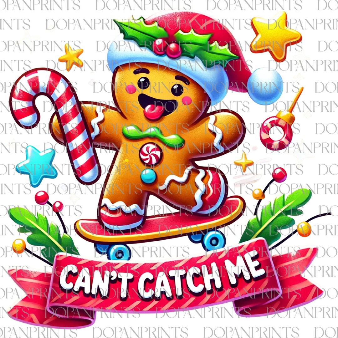 Can't Catch Me Png, Retro Christmas Png, Gingerbread Png, Kids ...