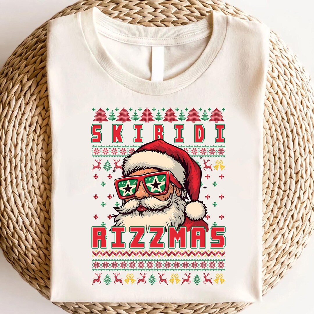 Skibidi Rizzmas Christmas Png, Santa Rizzmas Ugly Christmas Sweater ...