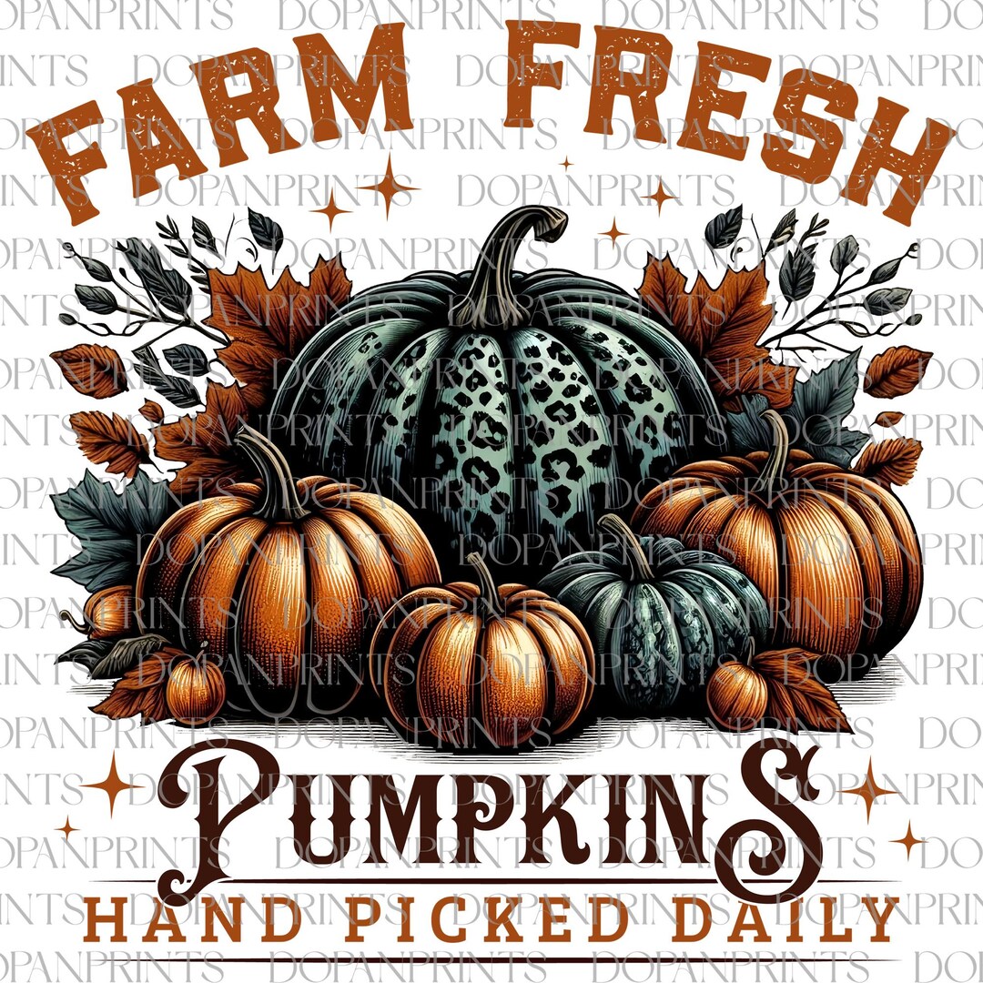 Farm Fresh Pumpkin Hand Picked Daily Png, Autumn Png, Retro Halloween ...