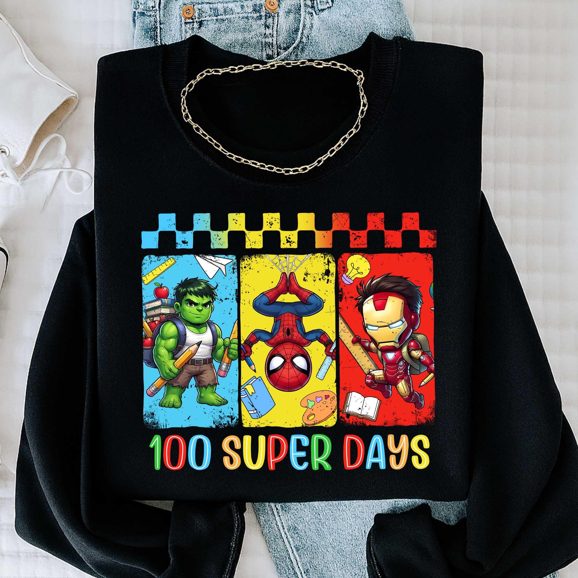 Superhero 100 Days of School PNG, Happy 100 Days of School Png, School ...